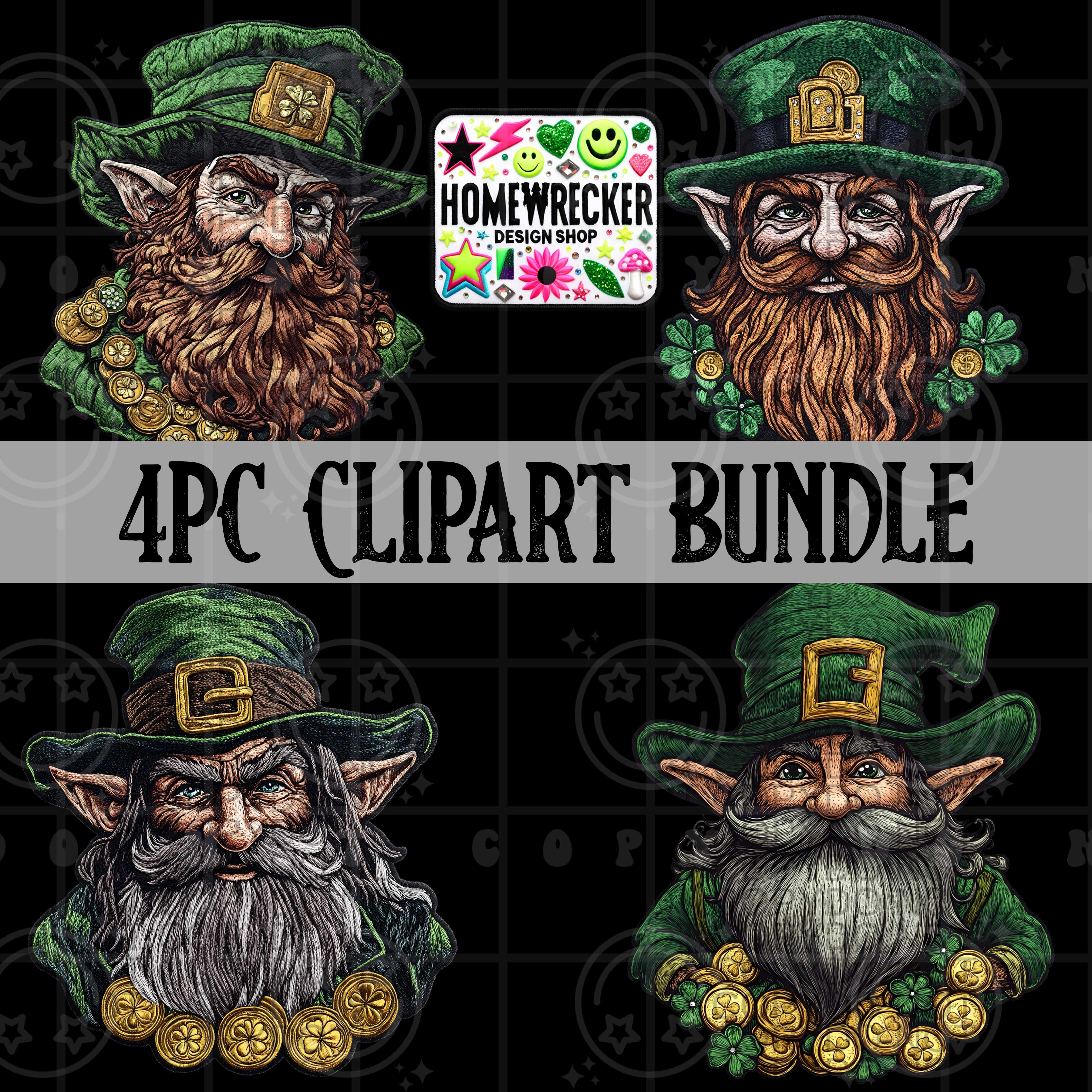 4pc Leprechauns St. Patrick's Day Clipart Bundle – Homewrecker Design Shop
