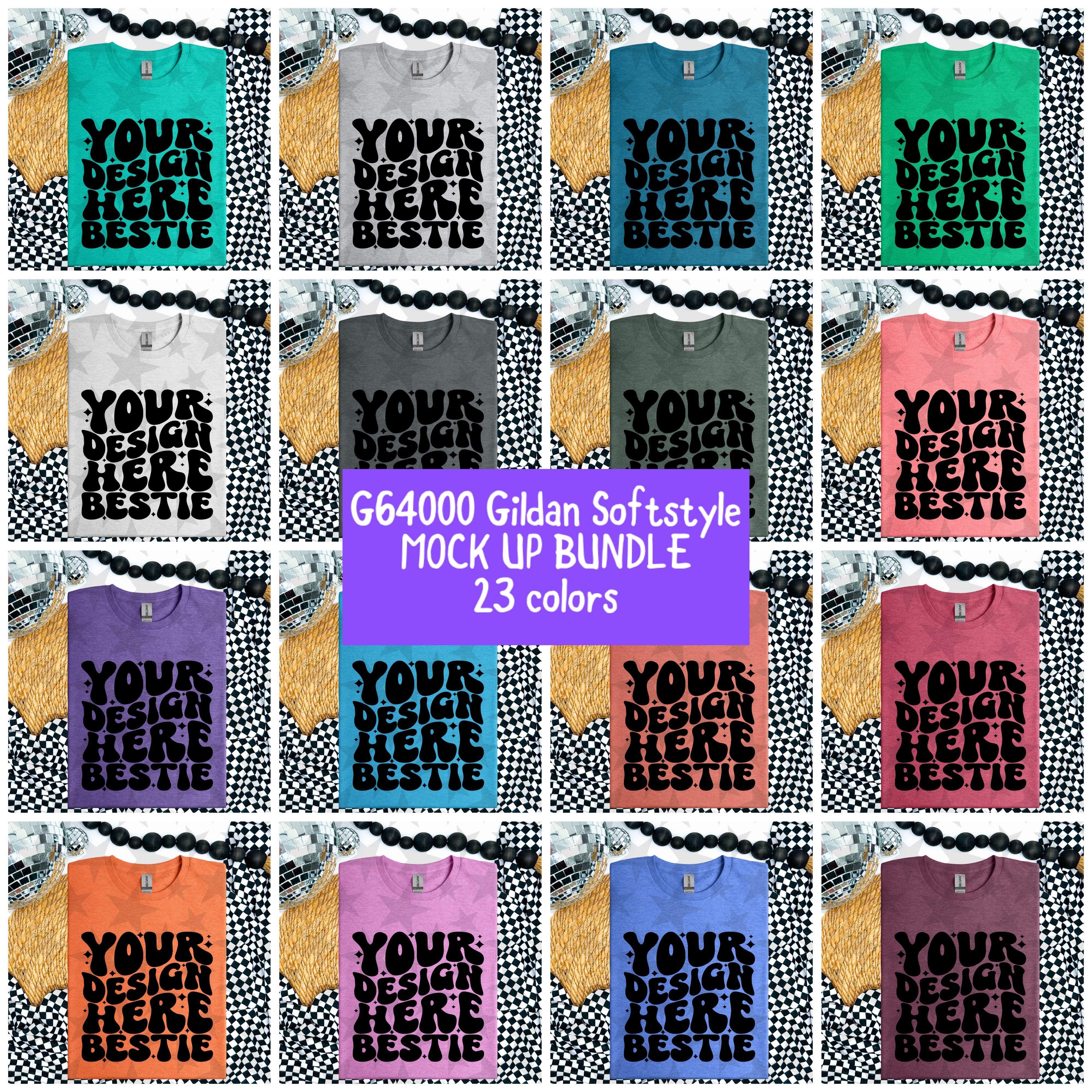 G64000 | Gildan Softstyle Mockups | 23 color mock up BUNDLE ...