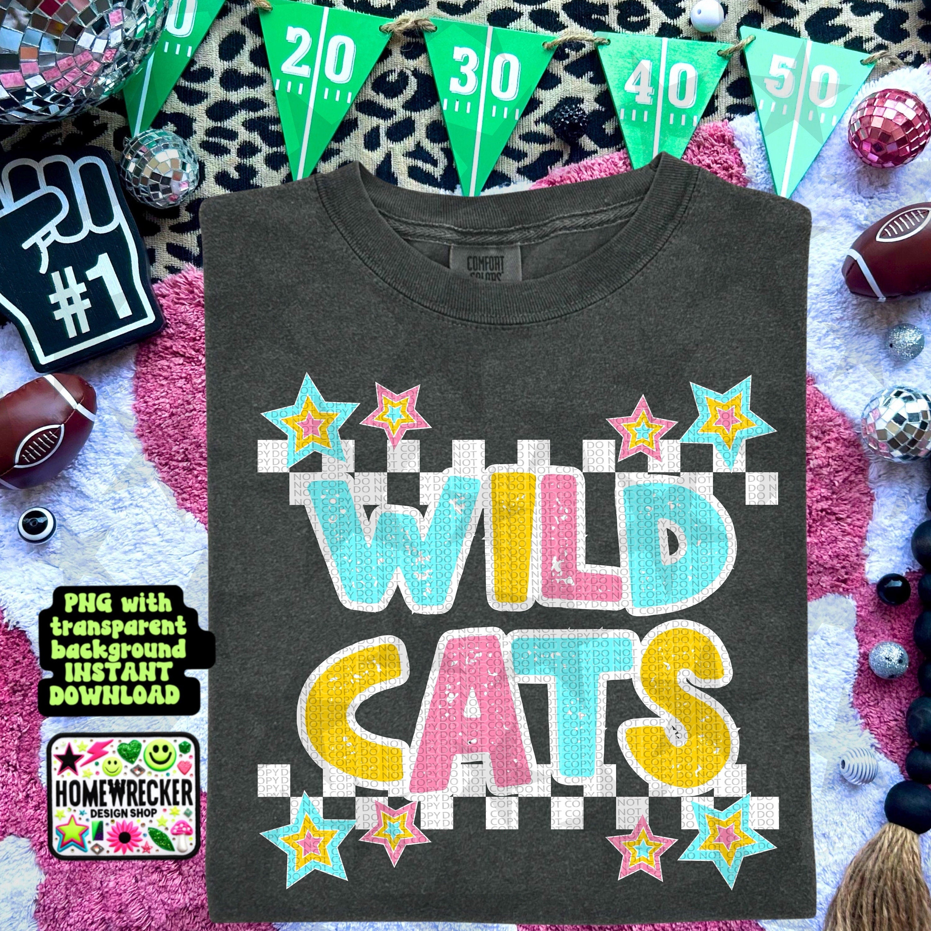 Wildcats PNG school spirit colorful mascot distressed mascot sport des ...