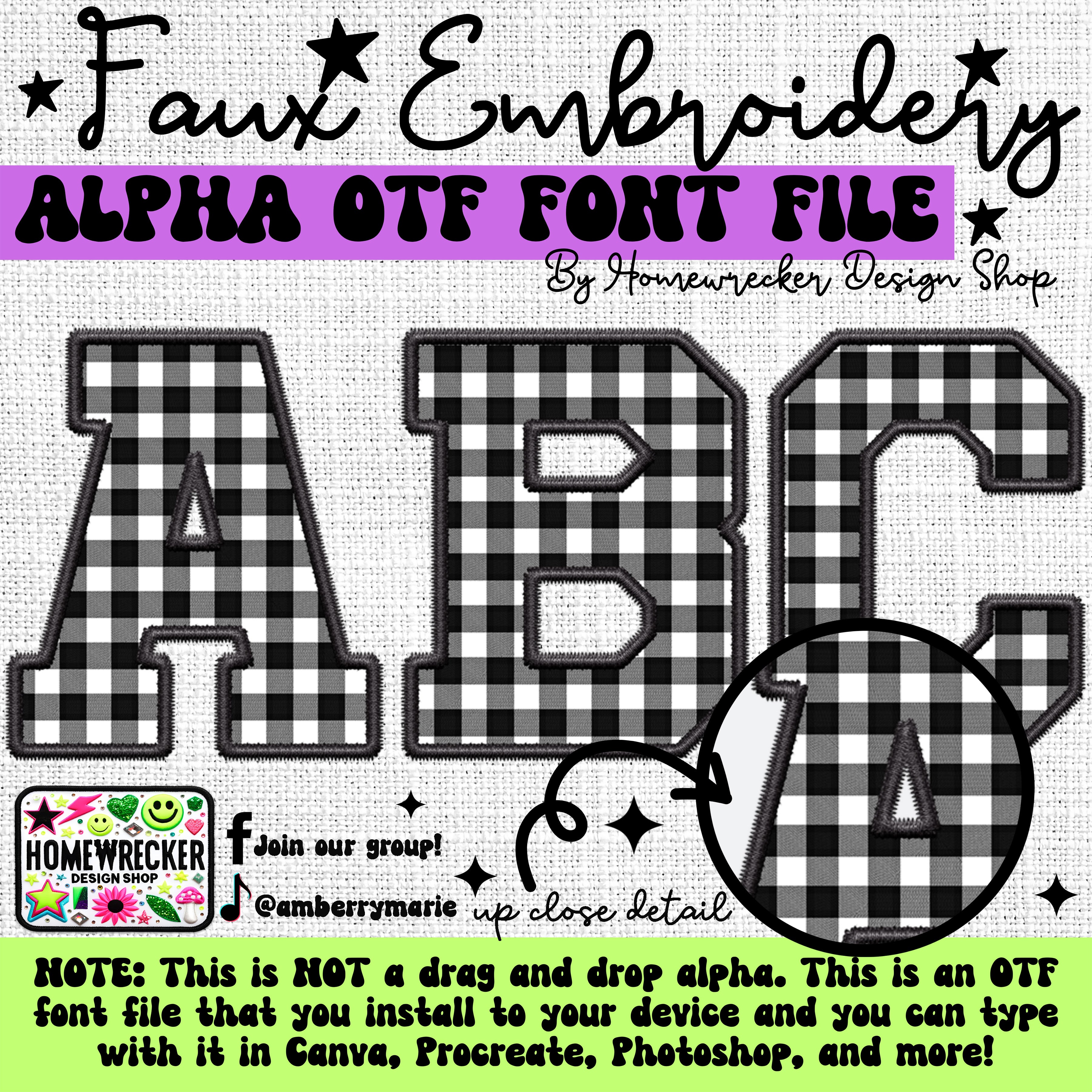 Black White Checker OTF Font, Faux Embroidery, Varsity Letter Style OT ...