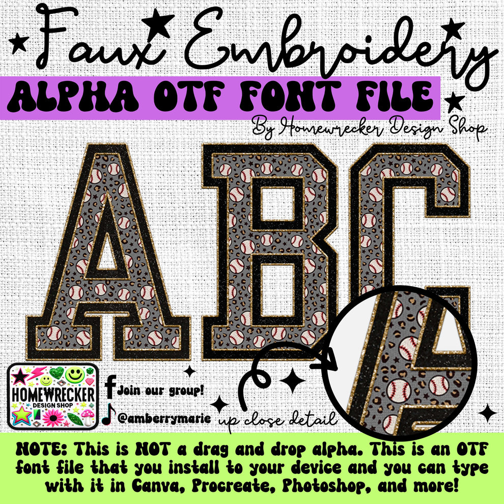 Sports Varsity Letters Faux Embroidery 5pc OTF FONT Bundle ...