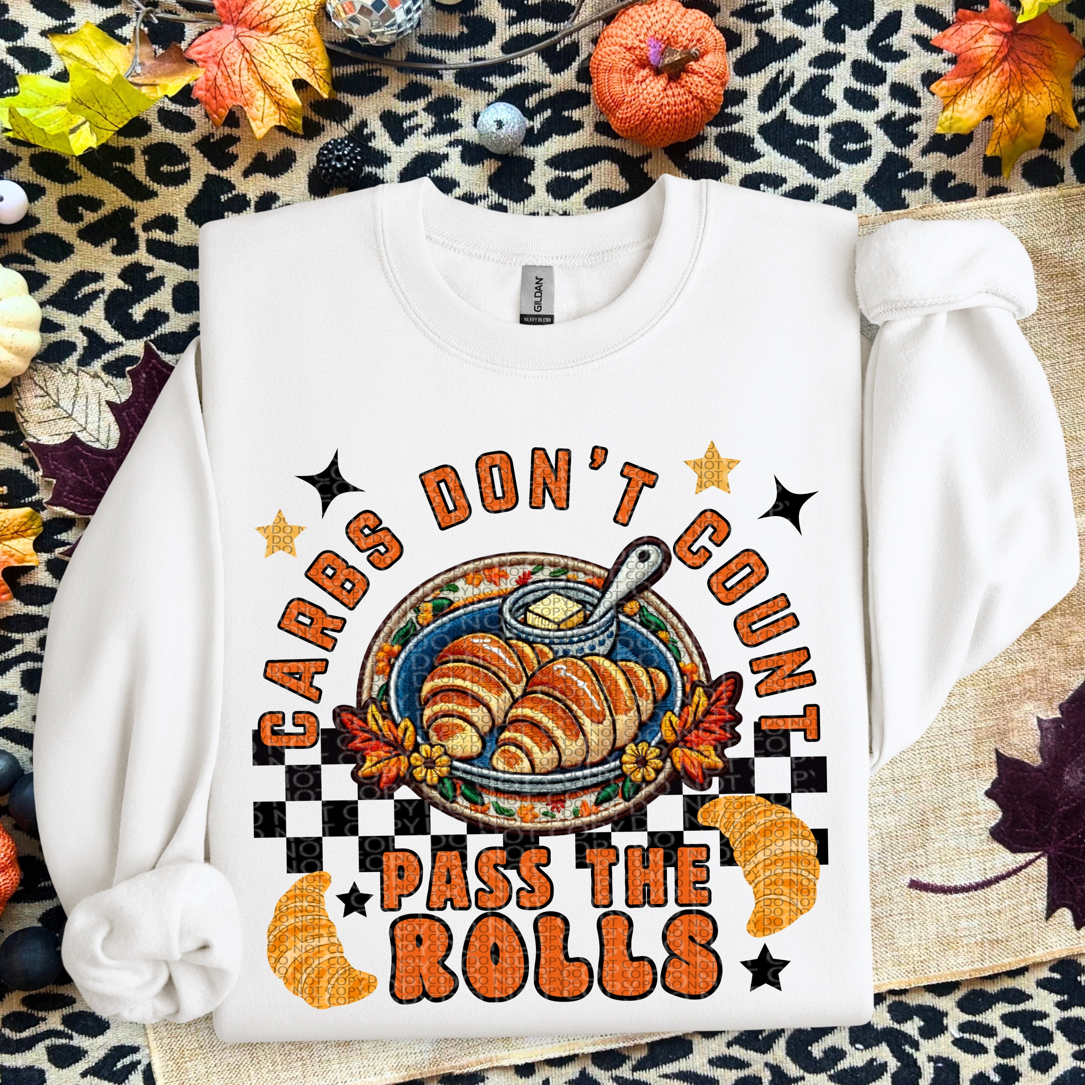 Carbs Don’t Count Pass the Rolls | Thanksgiving Faux Embroidery PNG ...