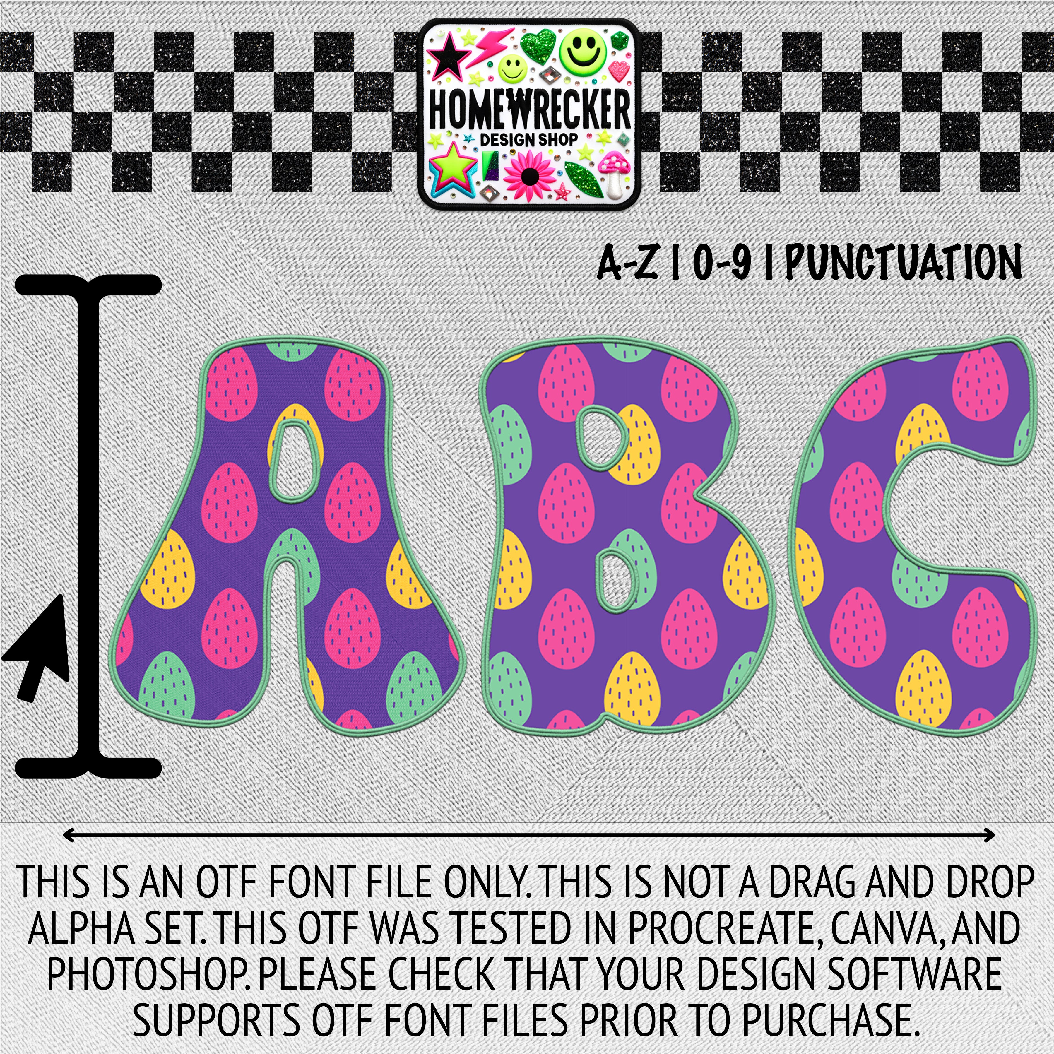 Multicolor Easter Eggs OTF Font, Faux Embroidery, Groovy Letter Style ...