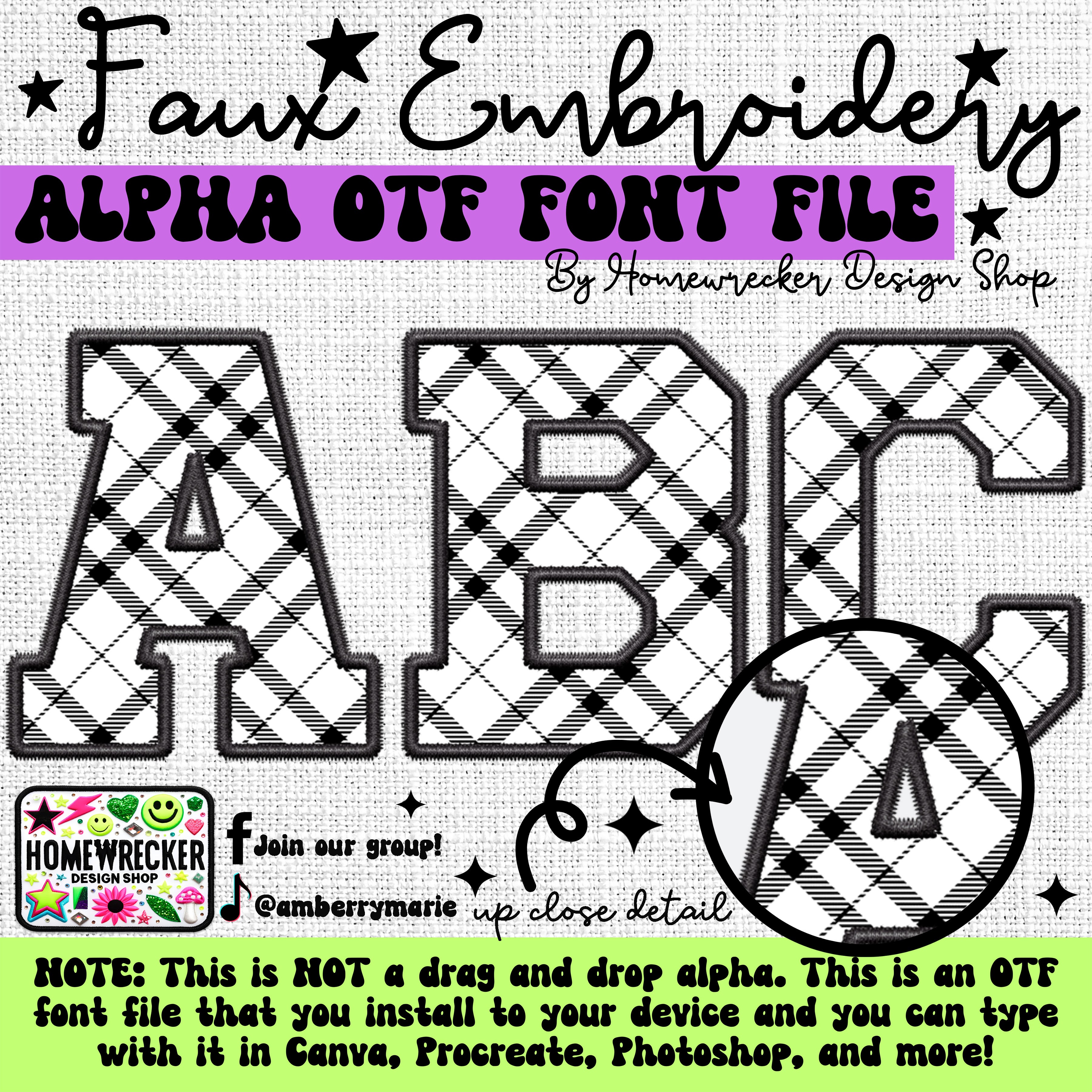 White Black Diamond OTF Font, Faux Embroidery, Varsity Letter Style OT ...