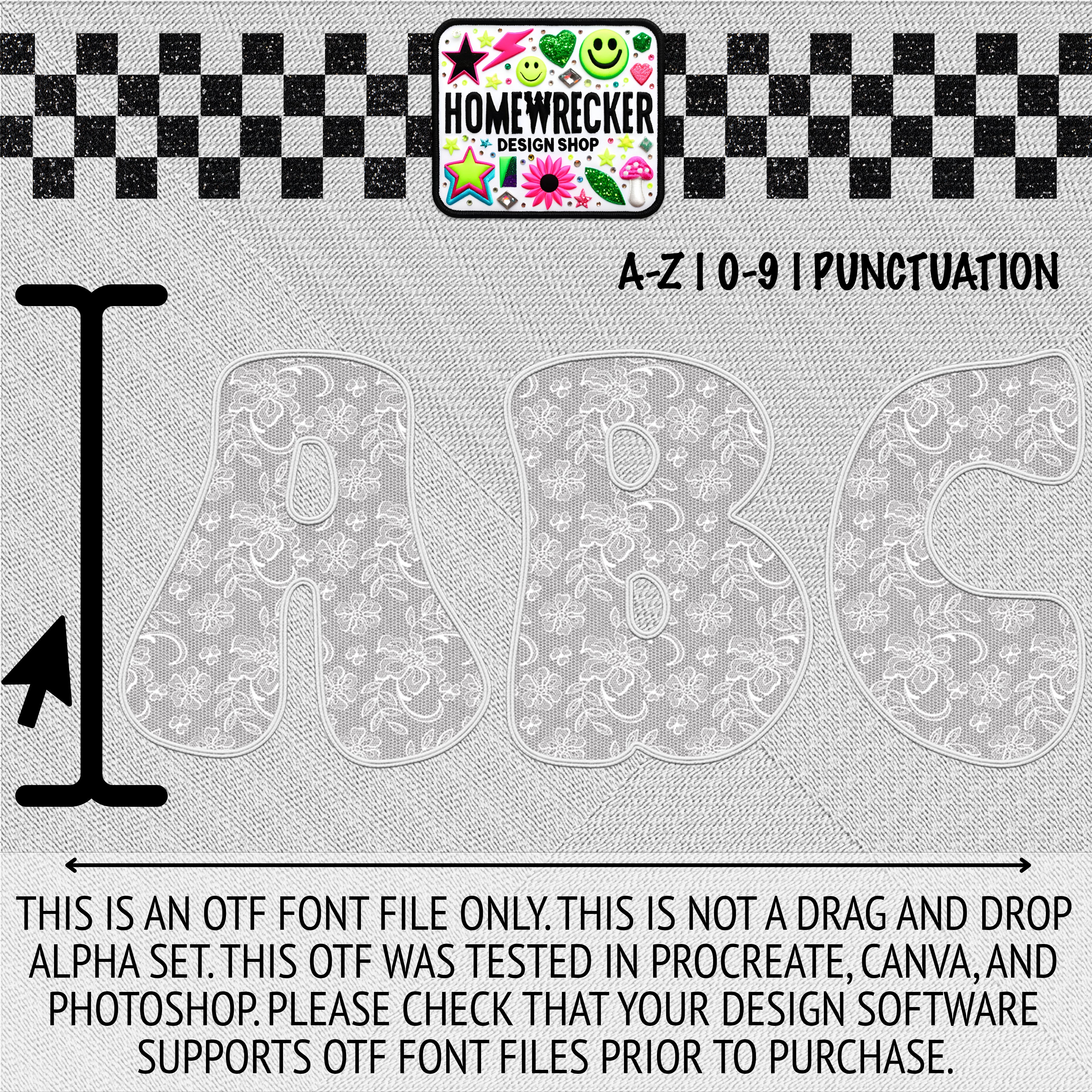 White Lace OTF Font, Faux Embroidery, Groovy Letter Style OTF Font Cli ...