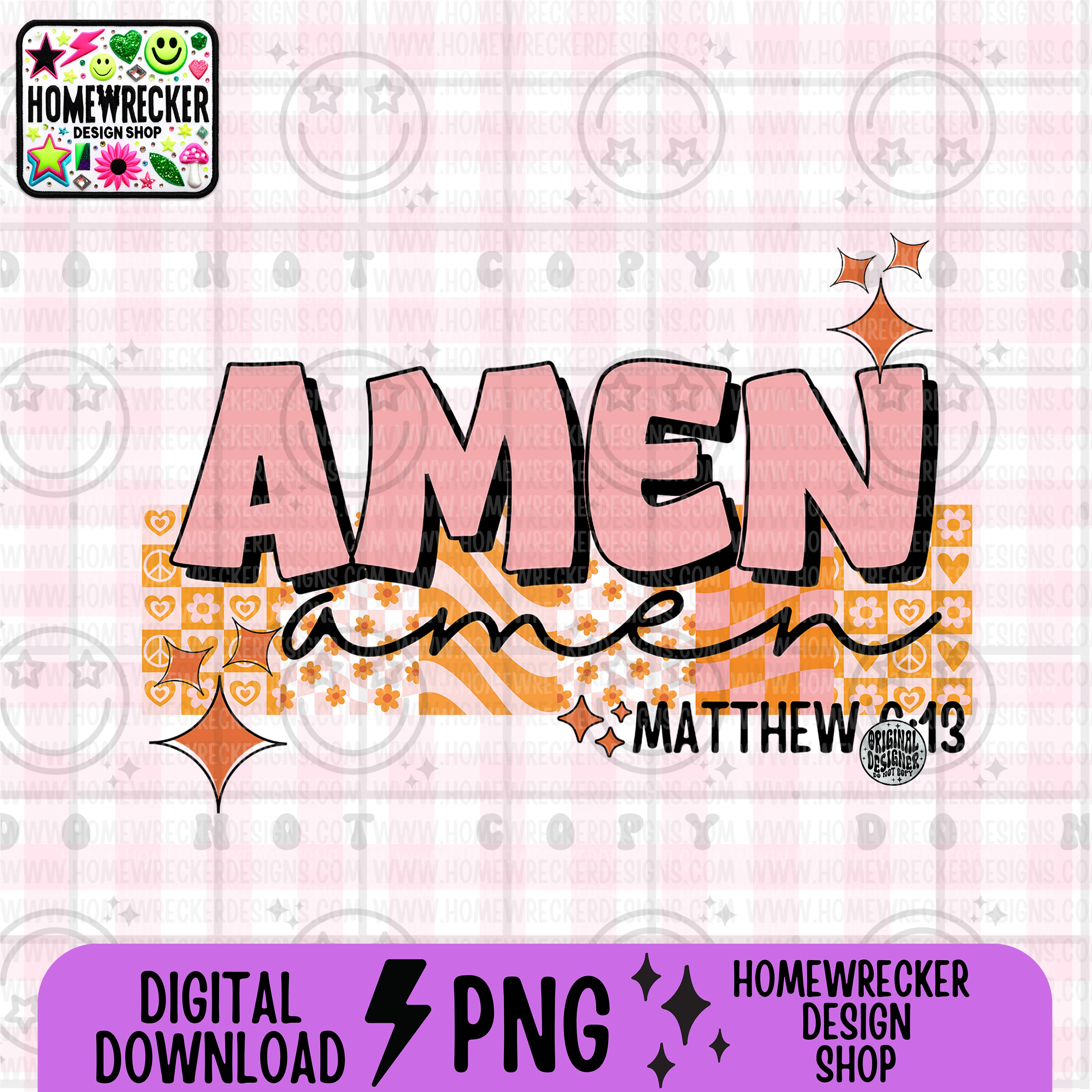 Amen PNG, Groovy Bible Verse Digital File, Matthew 6:13, Retro PNG, Fa ...