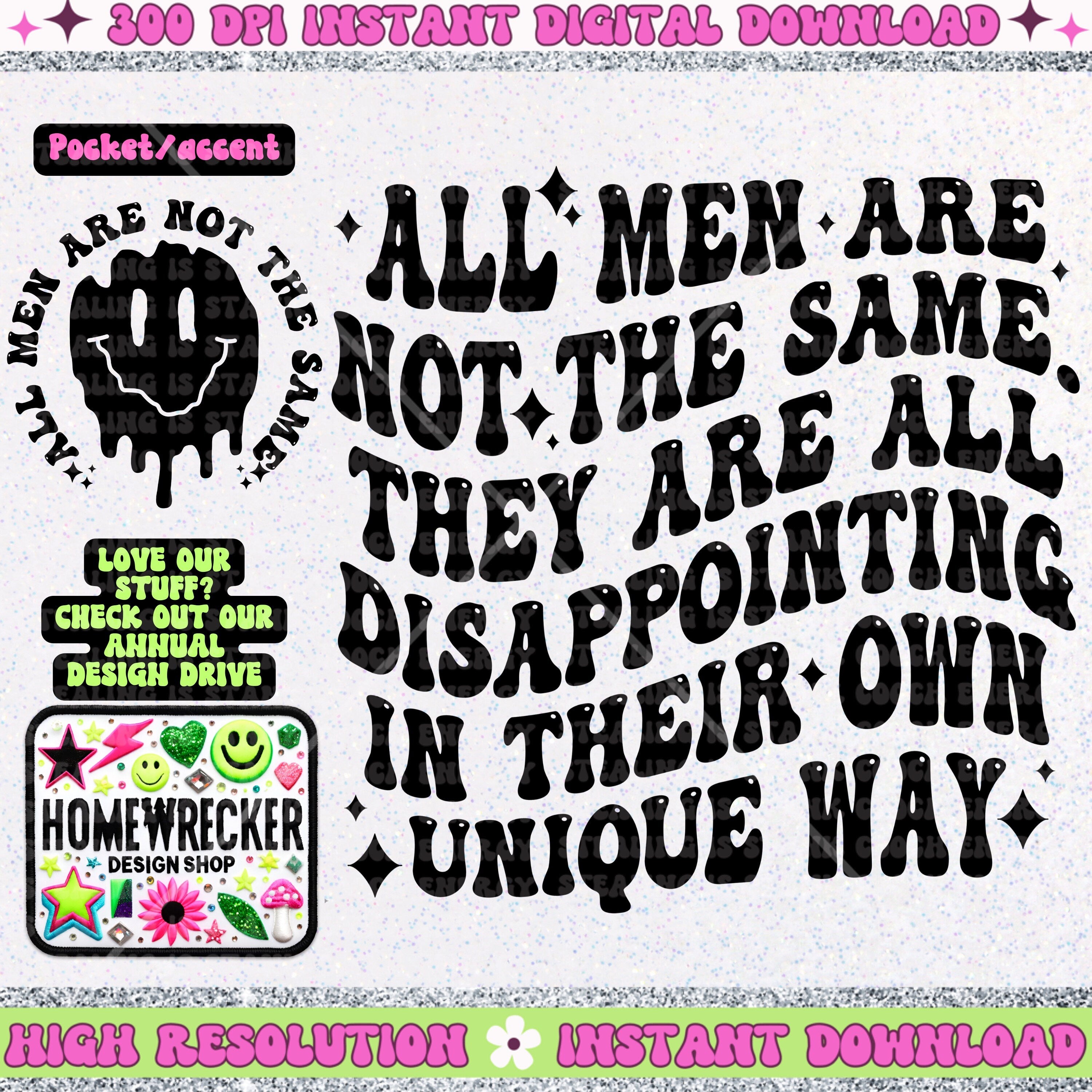 All men are not the same, Digital Download, Trendy Wavy Letters, PNG d ...