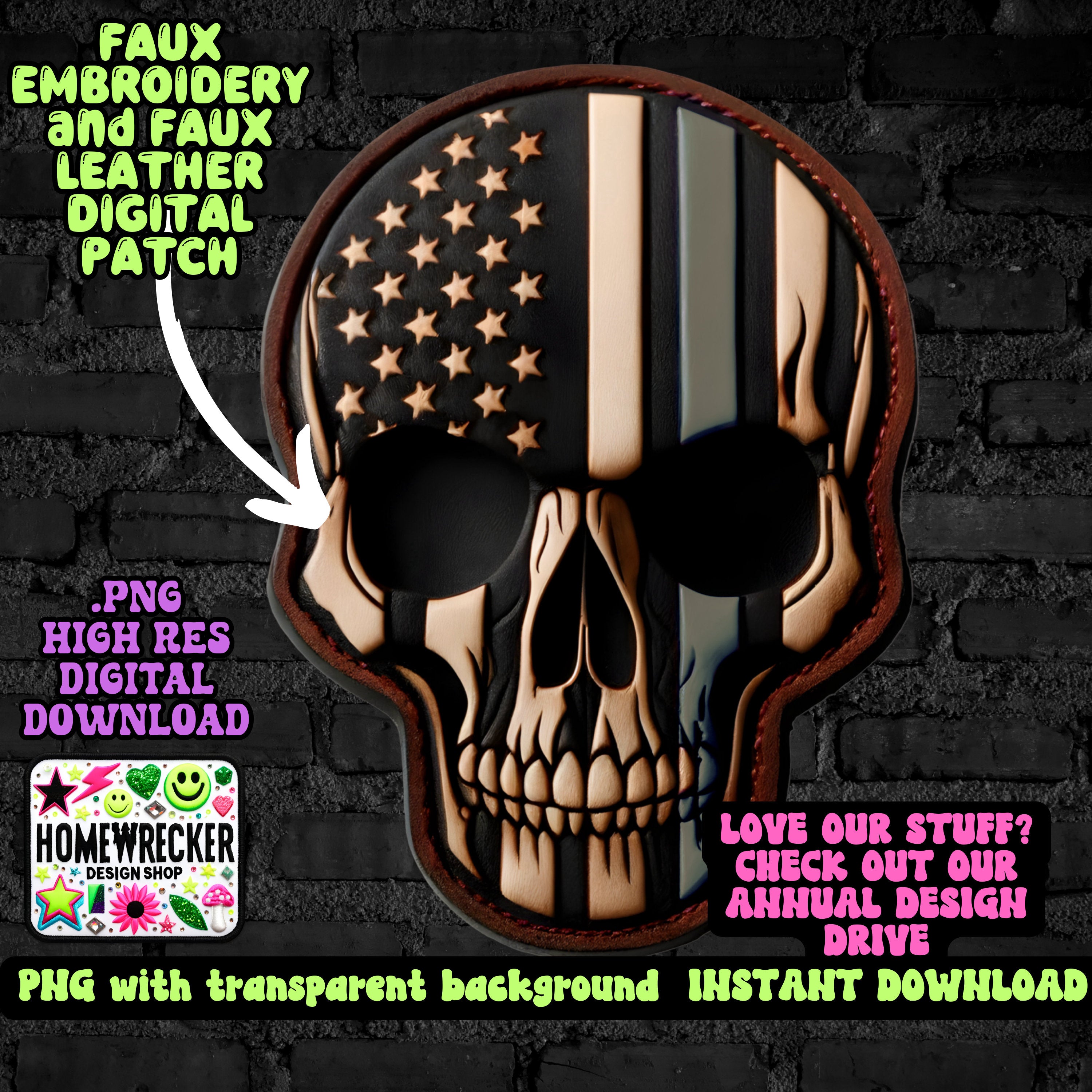 Thin grey line Skull Flag Faux patch, corrections officer, faux leathe ...