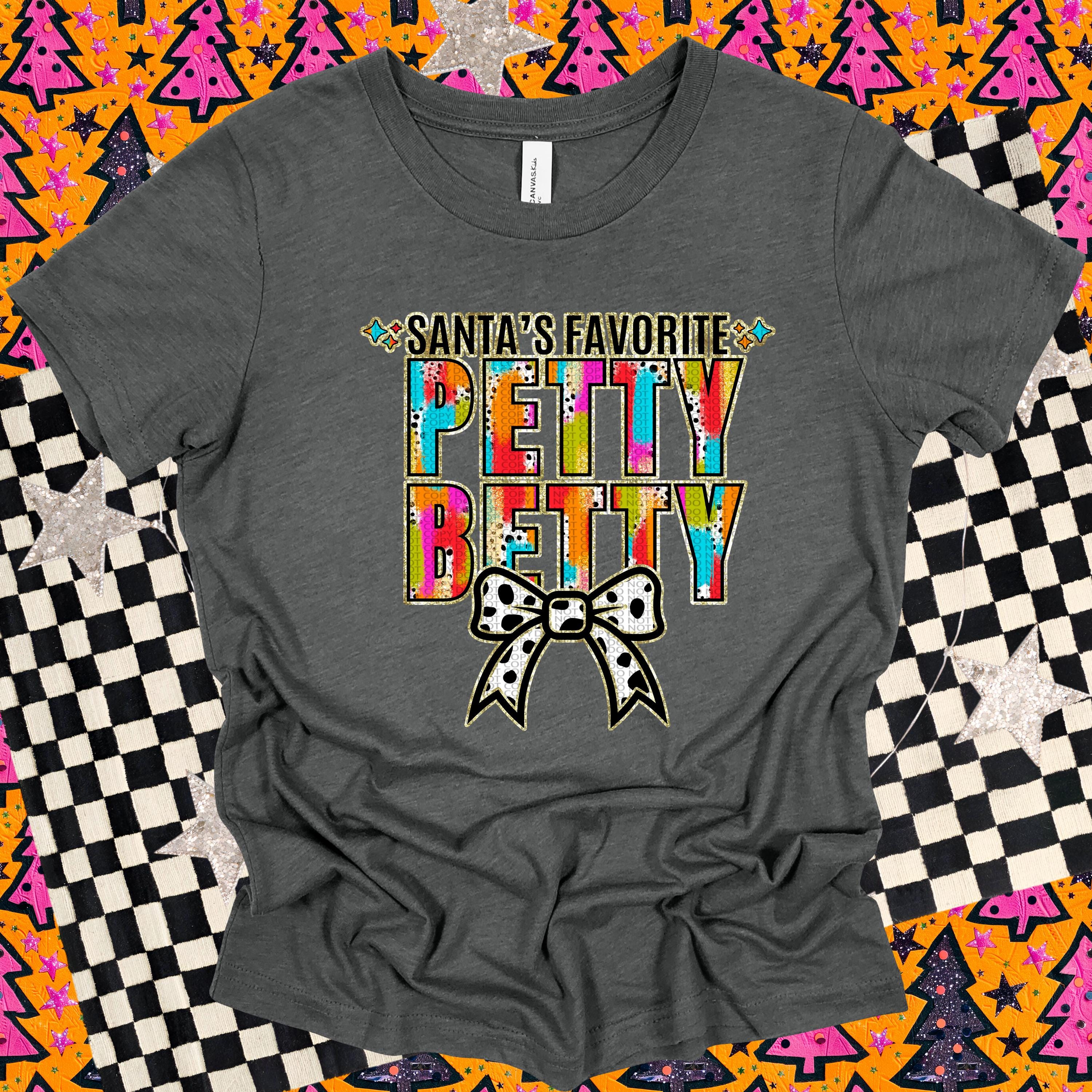 PETTY BETTY | Santa's Favorite Name Design Trendy Brush strokes with f ...