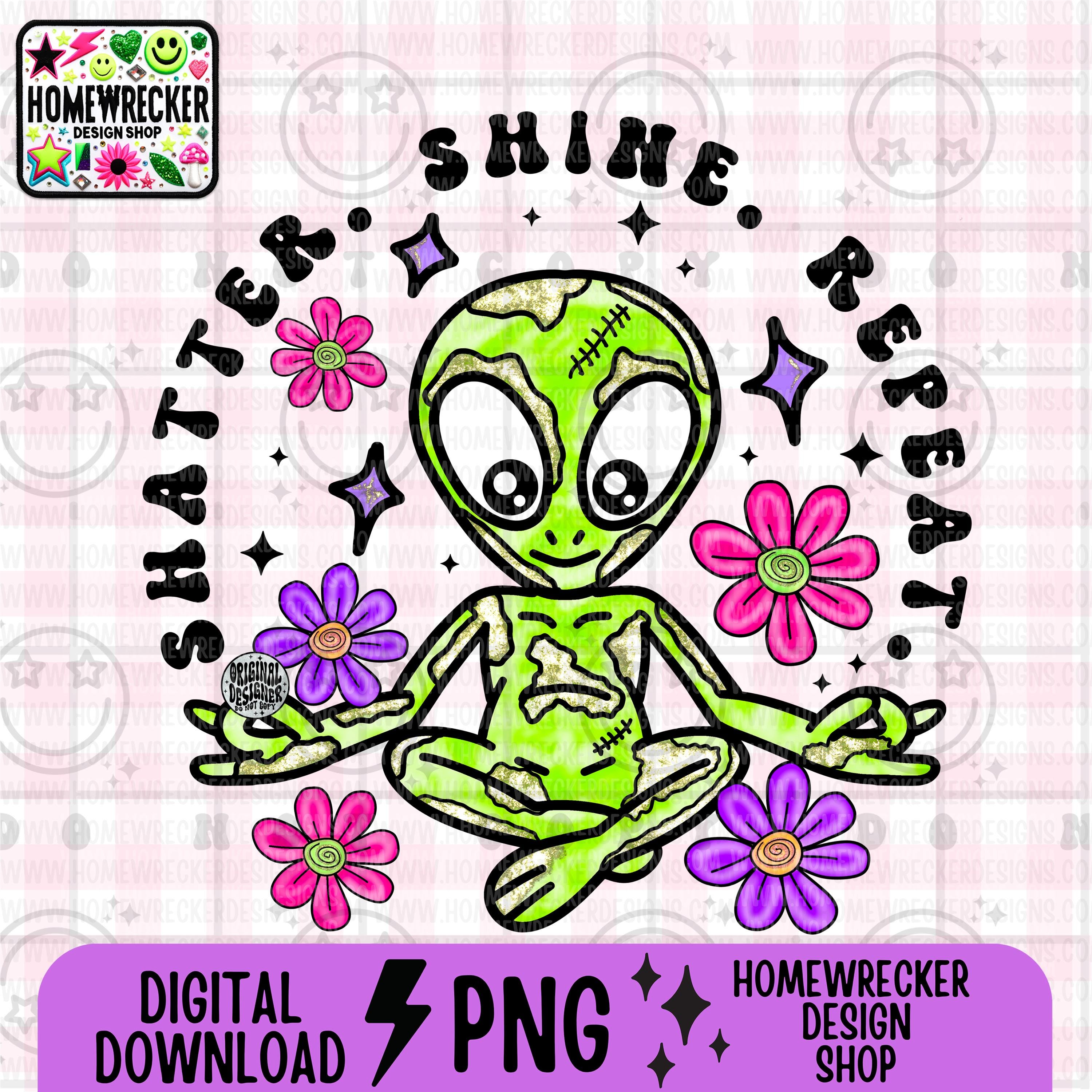 Shatter shine repeat, Alien Meditating, spring flowers, gold foil geod ...