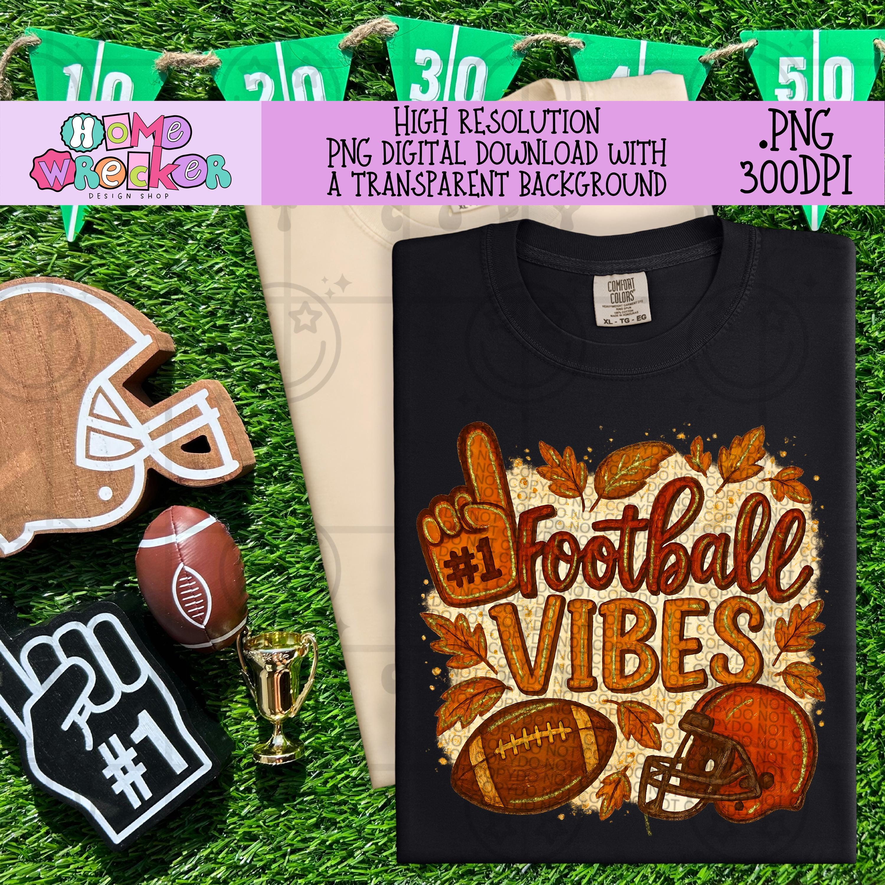 Football Vibes Fall Leaves football vibes trendy football digital down ...